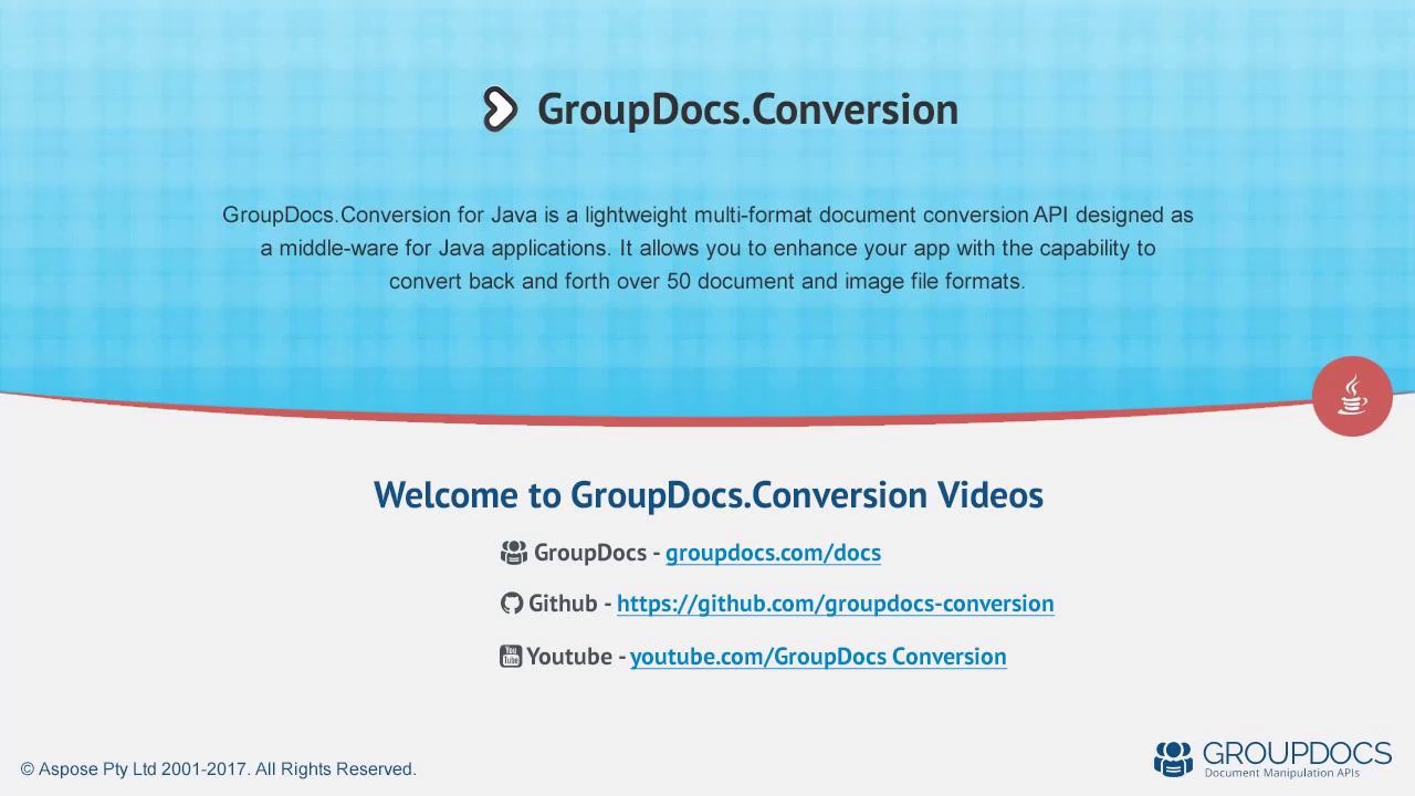 GroupDocs Conversion for Java Introduction