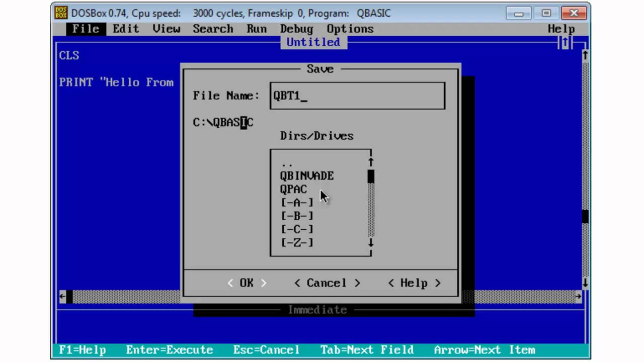 QBasic Tutorial 1 - Getting Started - Free Download - QB64 - Program 1 Hello World - Download Link