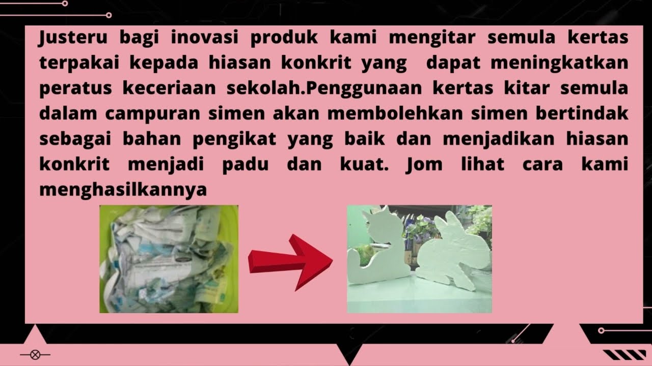 Inovasi Produk dari Kitar Semula Buku Teks (Hiasan konkrit)