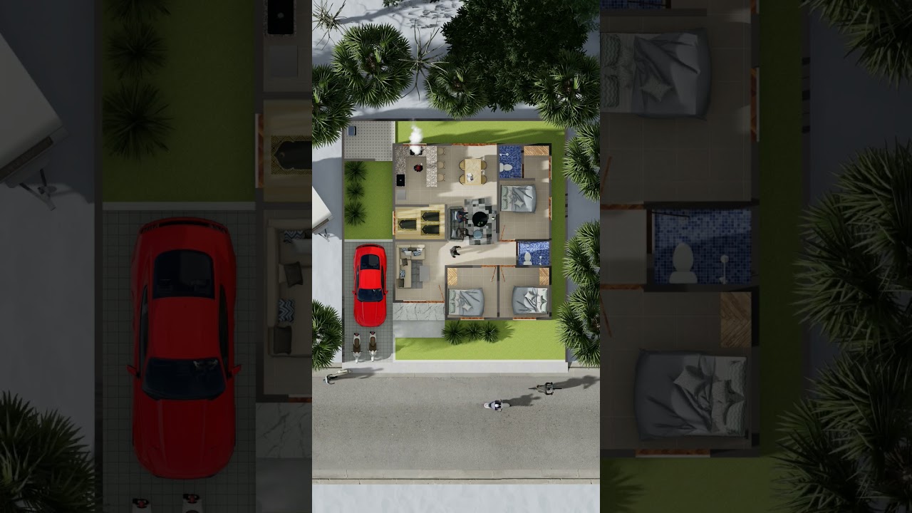 Denah Rumah 13x14 Meter 3 Kamar  #homedecor #interiordesign #fyp #trending #rumahidaman #rumahmewah