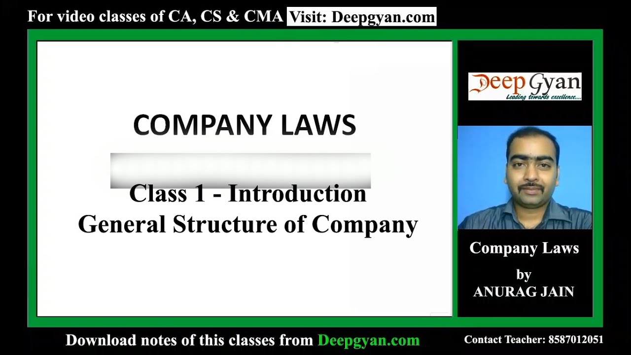 Company law CS Executive Lecture-1 Company Law 2013 Chapter - Introduction (by Deep Gyan)