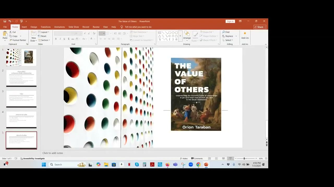 The Value of Others: An Economic Model for Relationships by Dr. Orion Taraban