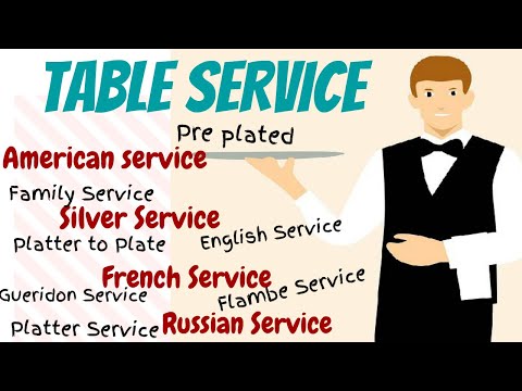 Types of Table Service: American Service I Silver/English service I French Service IGueridon Service
