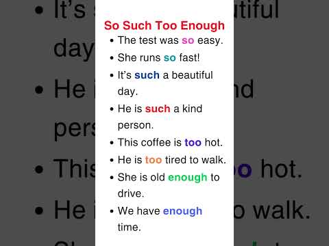 🚀 SO, SUCH, TOO, ENOUGH in English! 🔥 Easy Examples & Quick Grammar Tips! #LearnEnglish