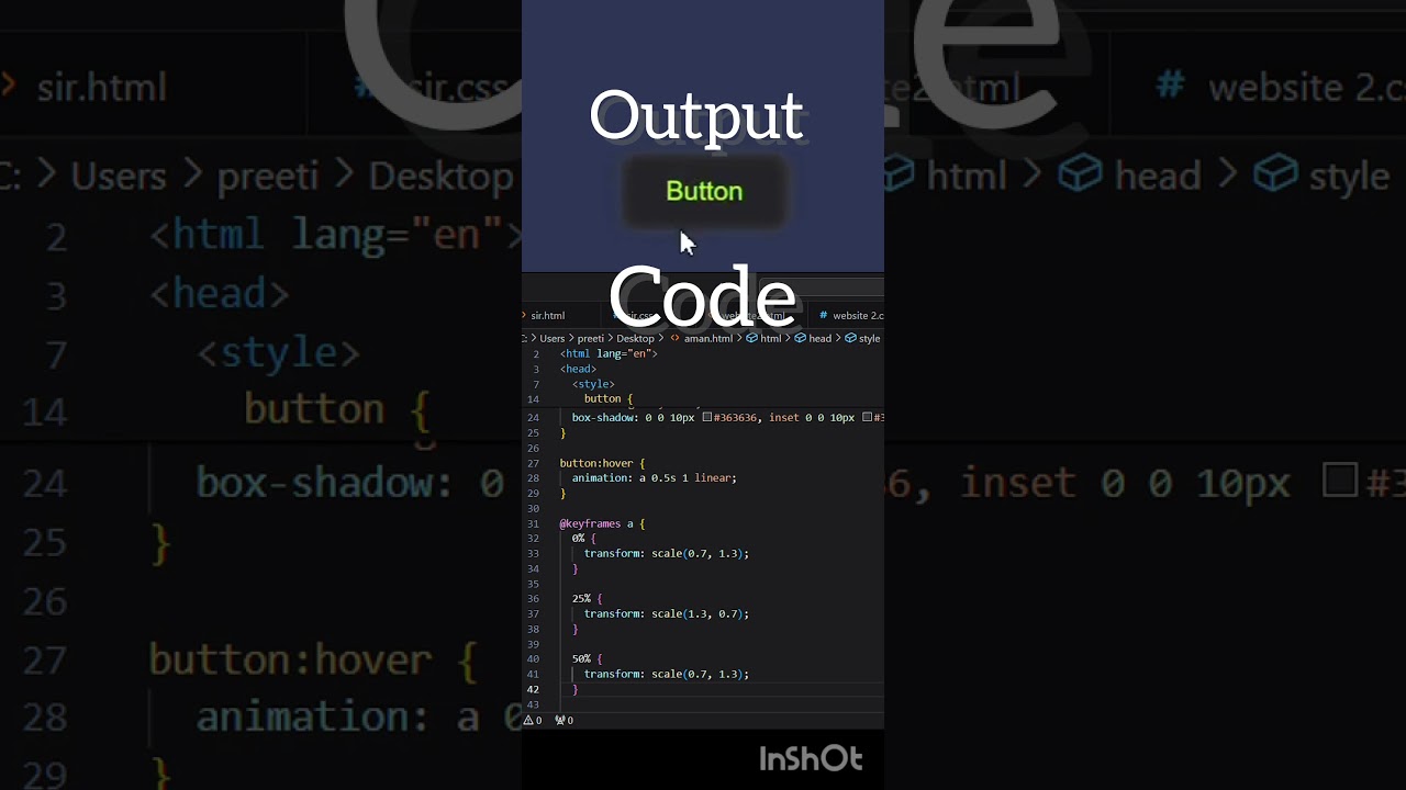 Button animation in HTML CSS part 55 #html 5 #css #coding