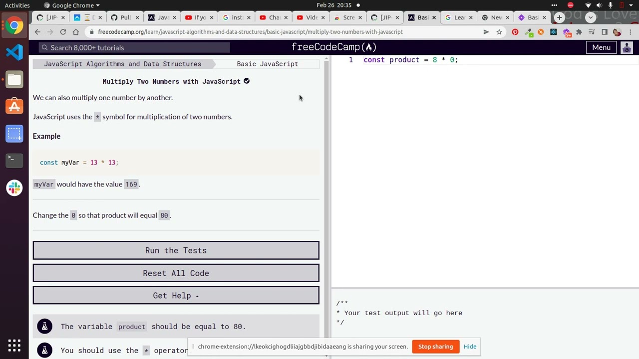 Lesson 13 | Basic JavaScript | Multiply Two Numbers with JavaScript