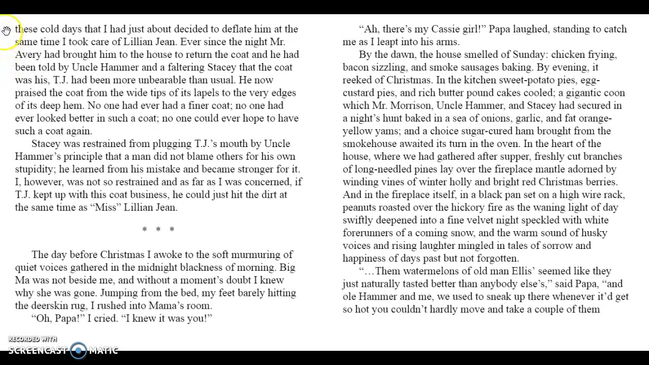 Roll of Thunder Hear My Cry- Chapter 7: part 1