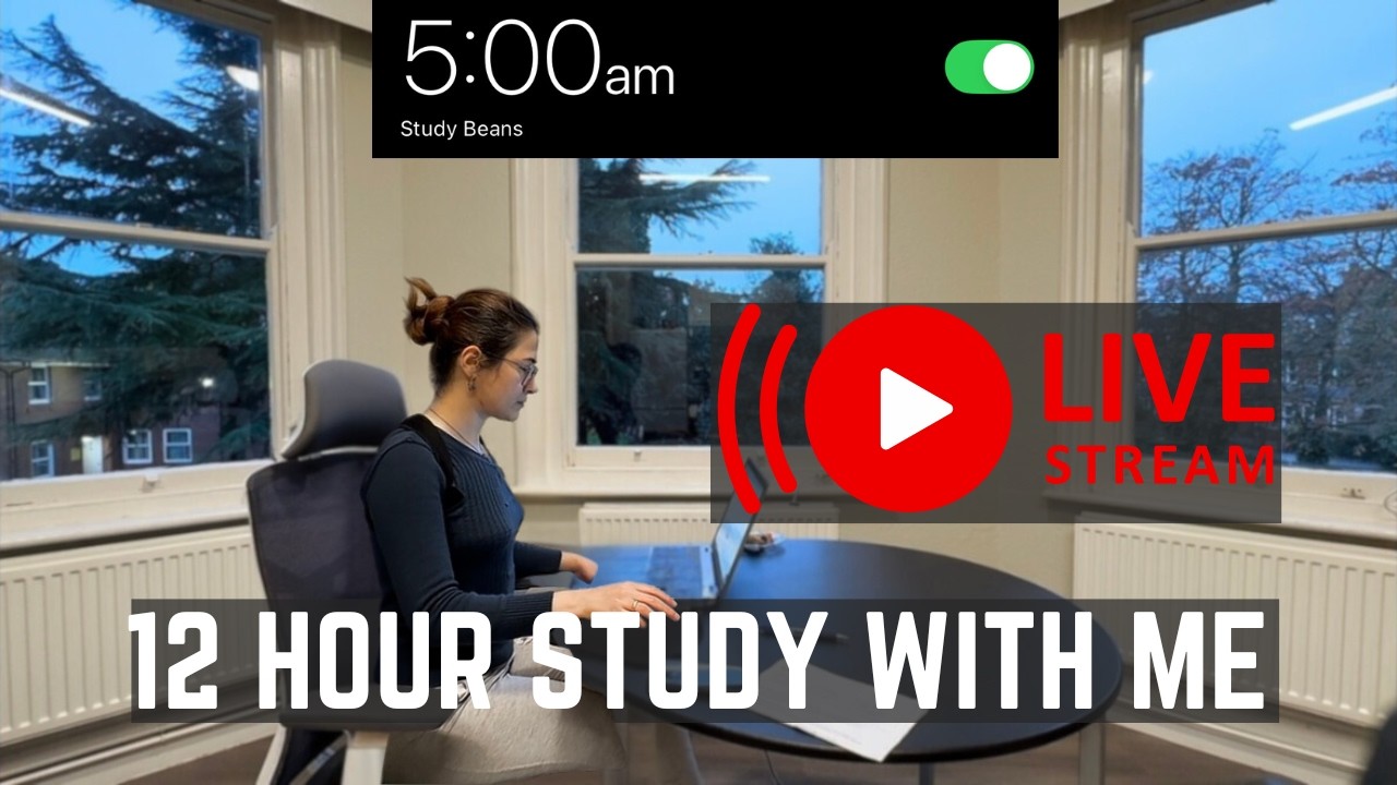 12-Hour LIVE Study/Work With Me 🎓 | Cozy UK Ambience | Custom Pomodoro Timer | Deep Work Mode