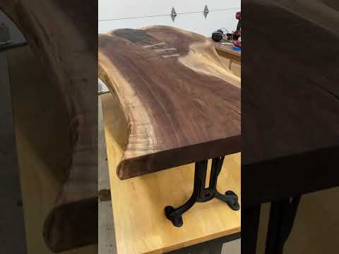 Walnut live edge coffee table with steel bow ties!