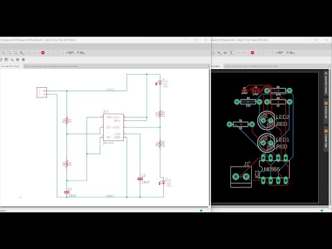 Eagle PCB tutorial 1 : Schematic and board files of 555 timer to flash light emitting diode