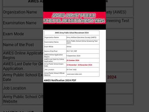 AWES Army Public School Recruitment 2024🥳 #army #kvs #teacher #school