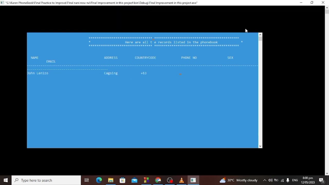 PHONEBOOK Code in C programming