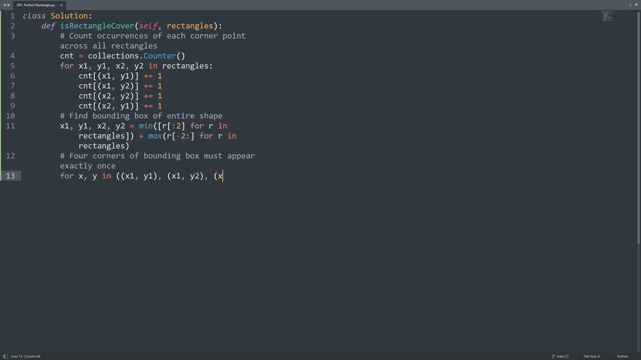 Leetcode 391. Perfect Rectangle in Python | Python Leetcode | Python Coding Tutorial | Python ASMR