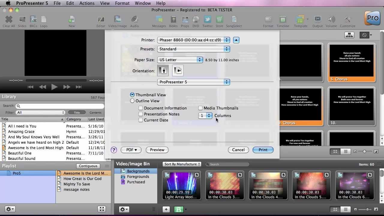 ProPresenter 5 Printing Enhancements