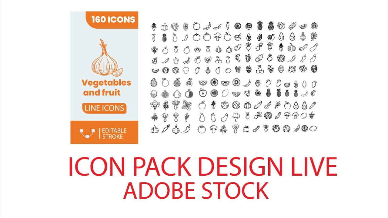 Black Outline Icon Pack Design Live | Adobe Stock Vector Strategy
