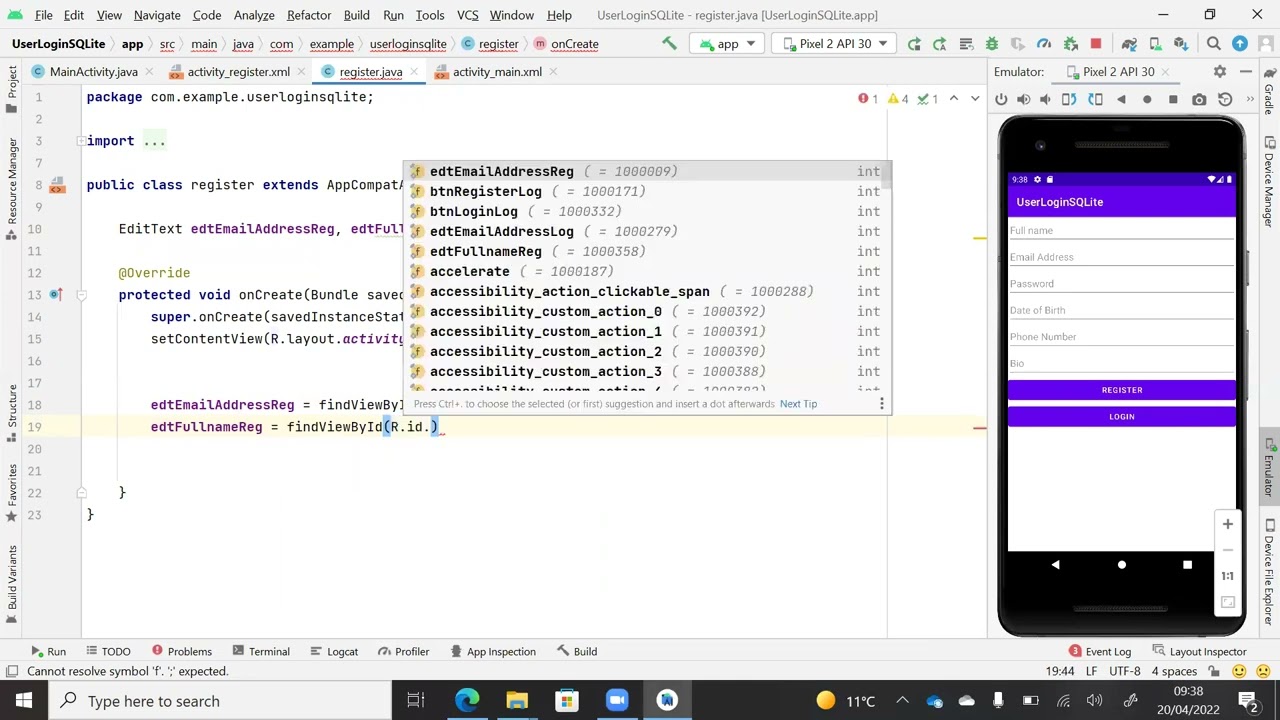 Java SQLite Register and Login   Part 3   Creating the Register Form