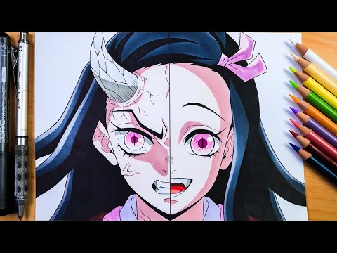 ANGRY vs HAPPY || drawing Nezuko Kamado 😊  - [ Kimetsu no Yaiba & Demon Slayer ]
