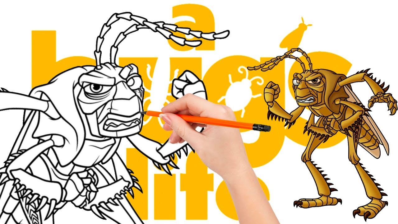 How to draw Hopper, the leader of the grasshoppers and Flik's arch-nemesis - A Bug's Life