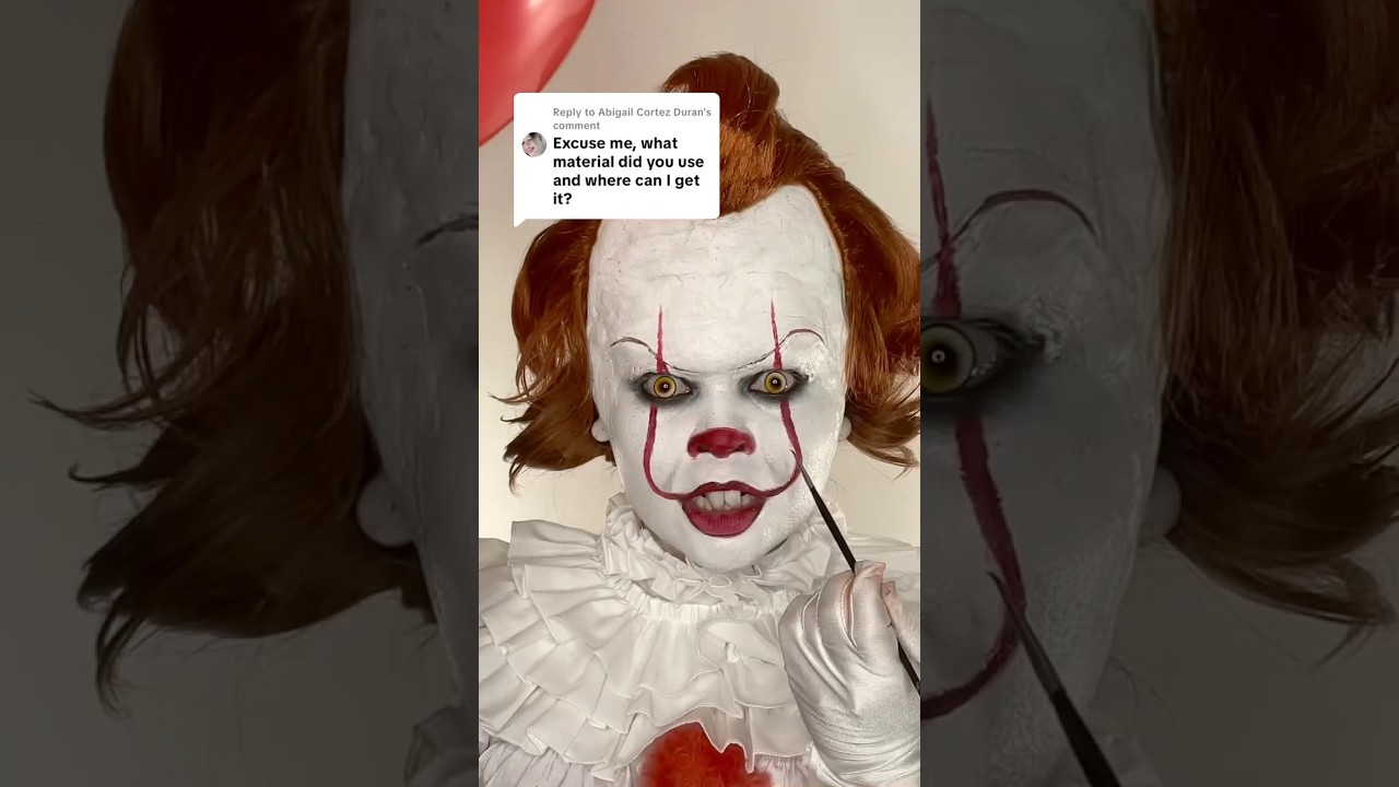 Pennywise Makeup Tutorial is now on my YouTube channel 🎈 #HalloweenMakeupTutorial #PennywiseCosplay
