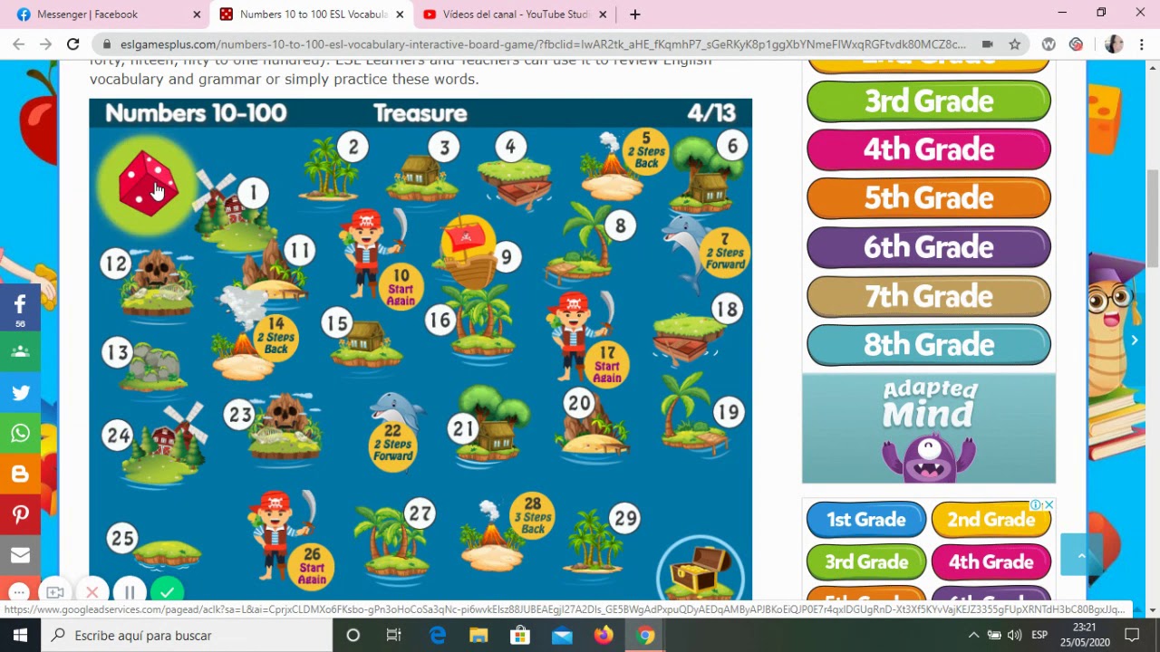 May 26th Video 2  Numbers ESL Vocabulary Board Game