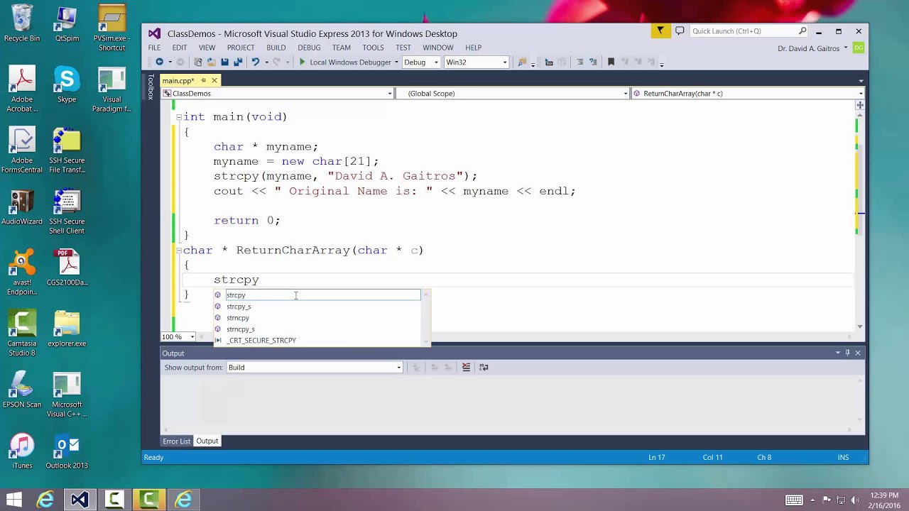 Return Character Array Type