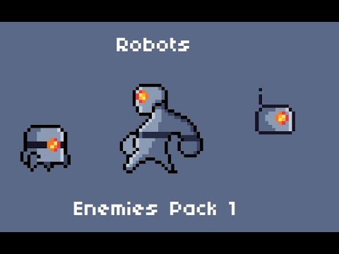 Pixel art game - Robots Enemies Pack Sprites - Game Assets Demo