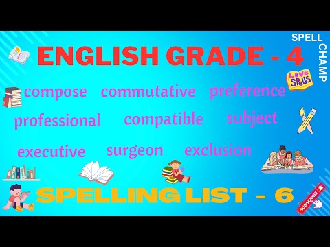 English Grade 4 Spelling List 6