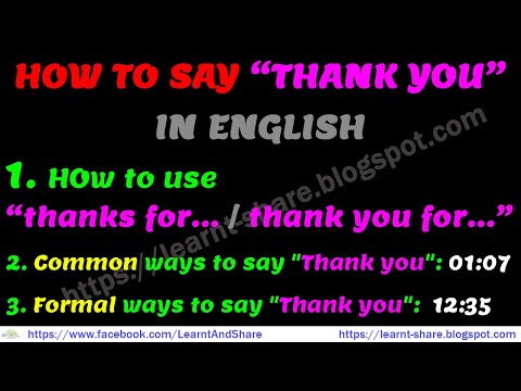 HOW TO SAY "THANK YOU" IN ENGLISH: Part 1 - ENGLISH FOR BEGINNERS | English Vocabulary, Grammar