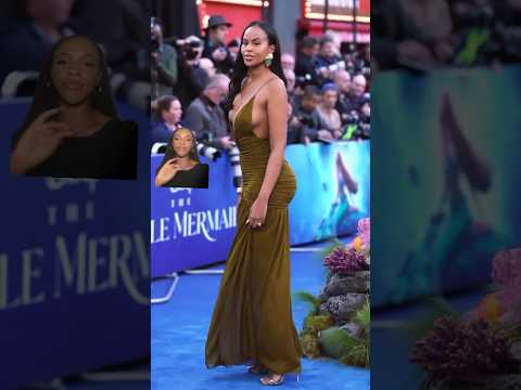 Sabrina Elba wearing YSL for The Little Mermaid premiere