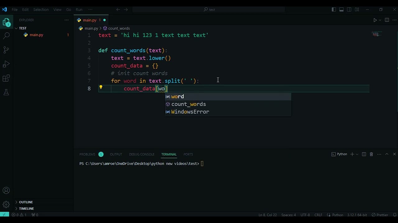 Python Word Frequency Counter Analyzing Text with Counting Algorithm