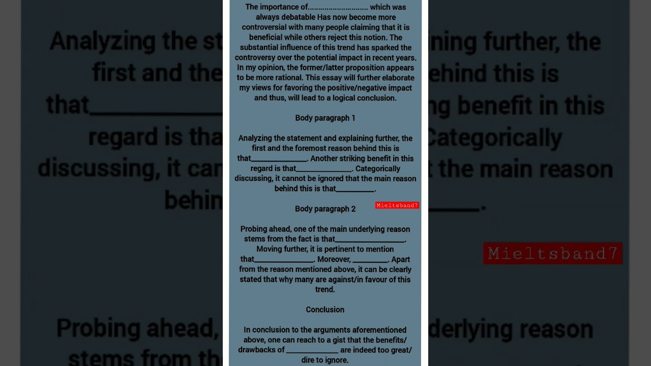 Ielts writing task 2 template postive/negative development #ieltspreparation #mieltsband7