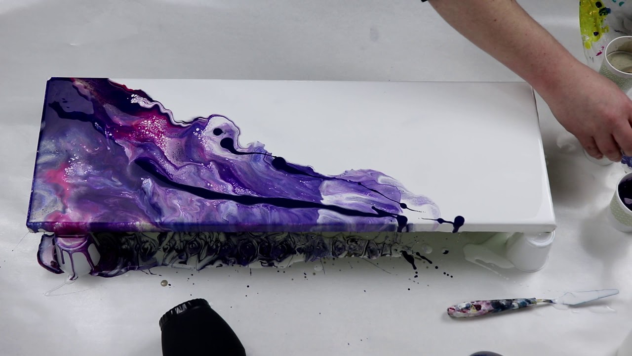 (431) Purple Dutch Pour with Negative Space. Acrylic Pouring Technique