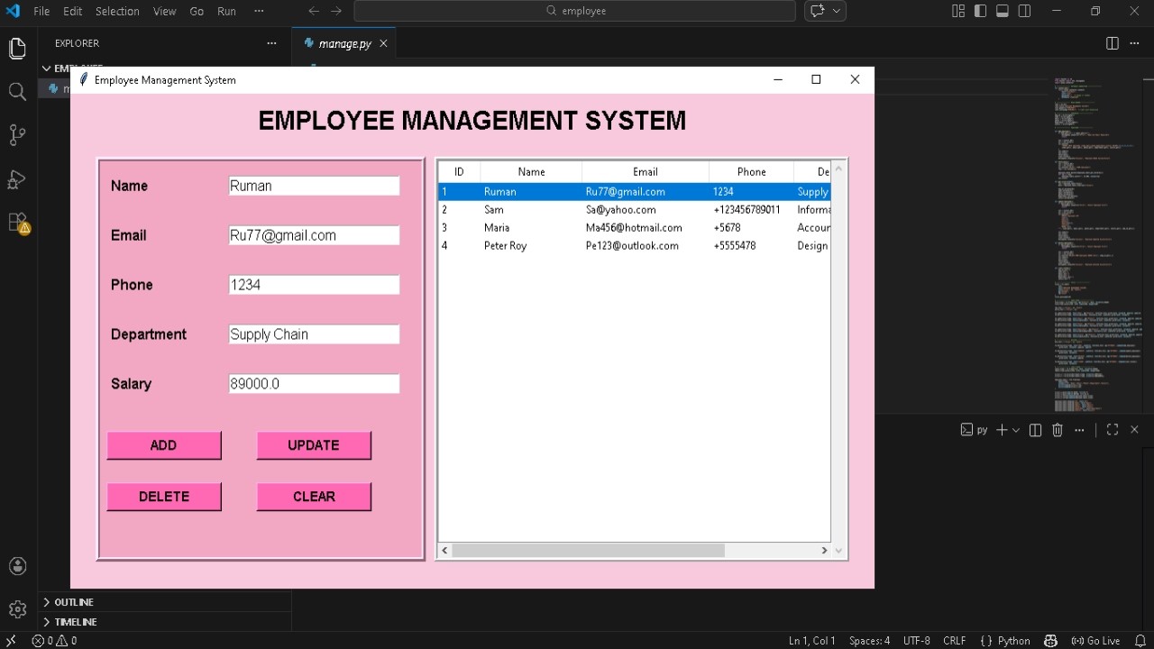Employee Management System in Python Tkinter and MYSQL | Python Tkinter Project Step-by-Step Guide
