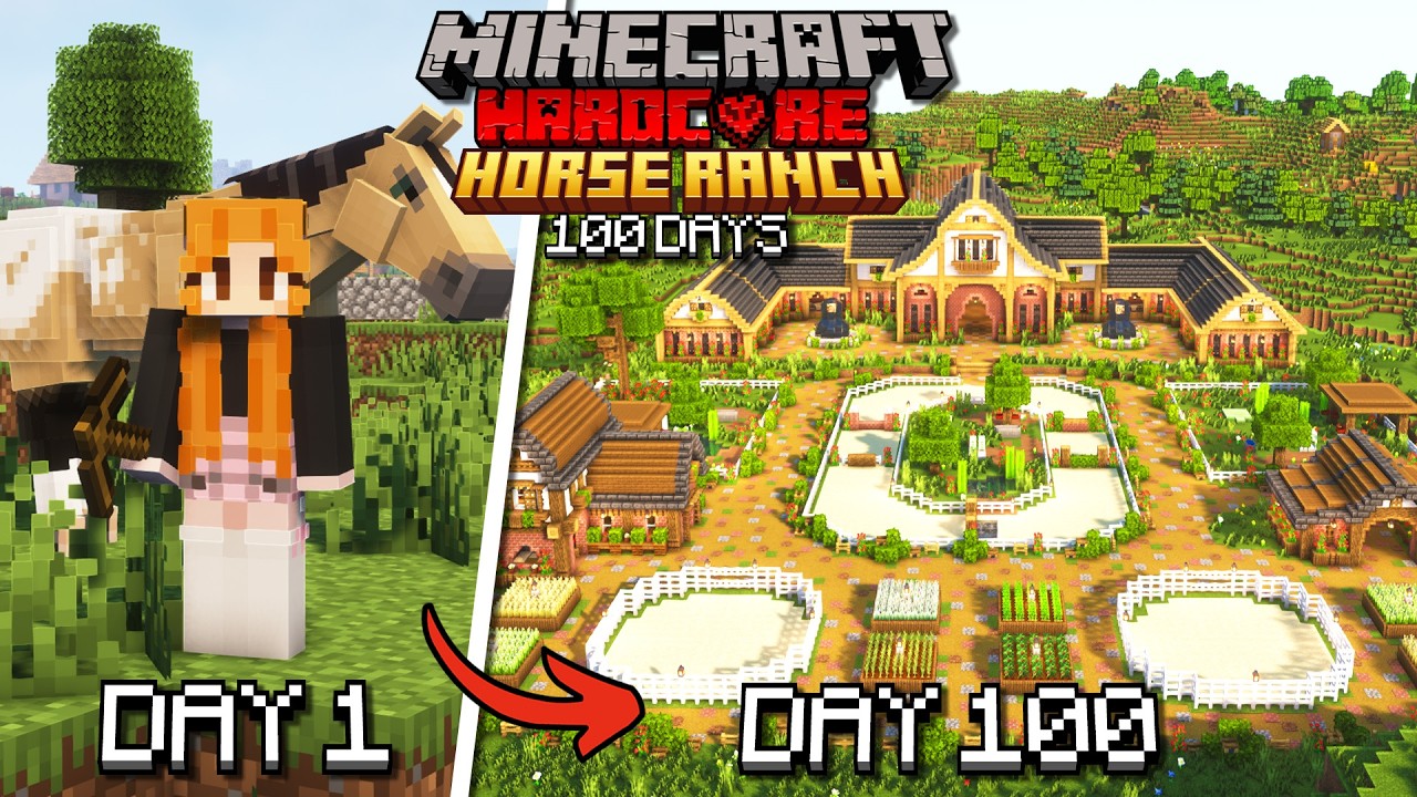 I Spent 100 Days Building a HORSE RANCH in Minecraft Hardcore | Full Movie