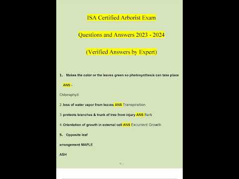 ISA Certified Arborist Exam Questions and Answers 2023 2024 Verified Answers by Expert
