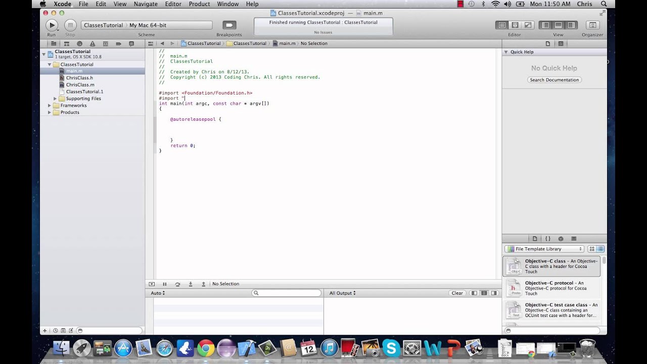 Objective-C Programming Tutorial 5- Intro To Classes, Objects, and Methods