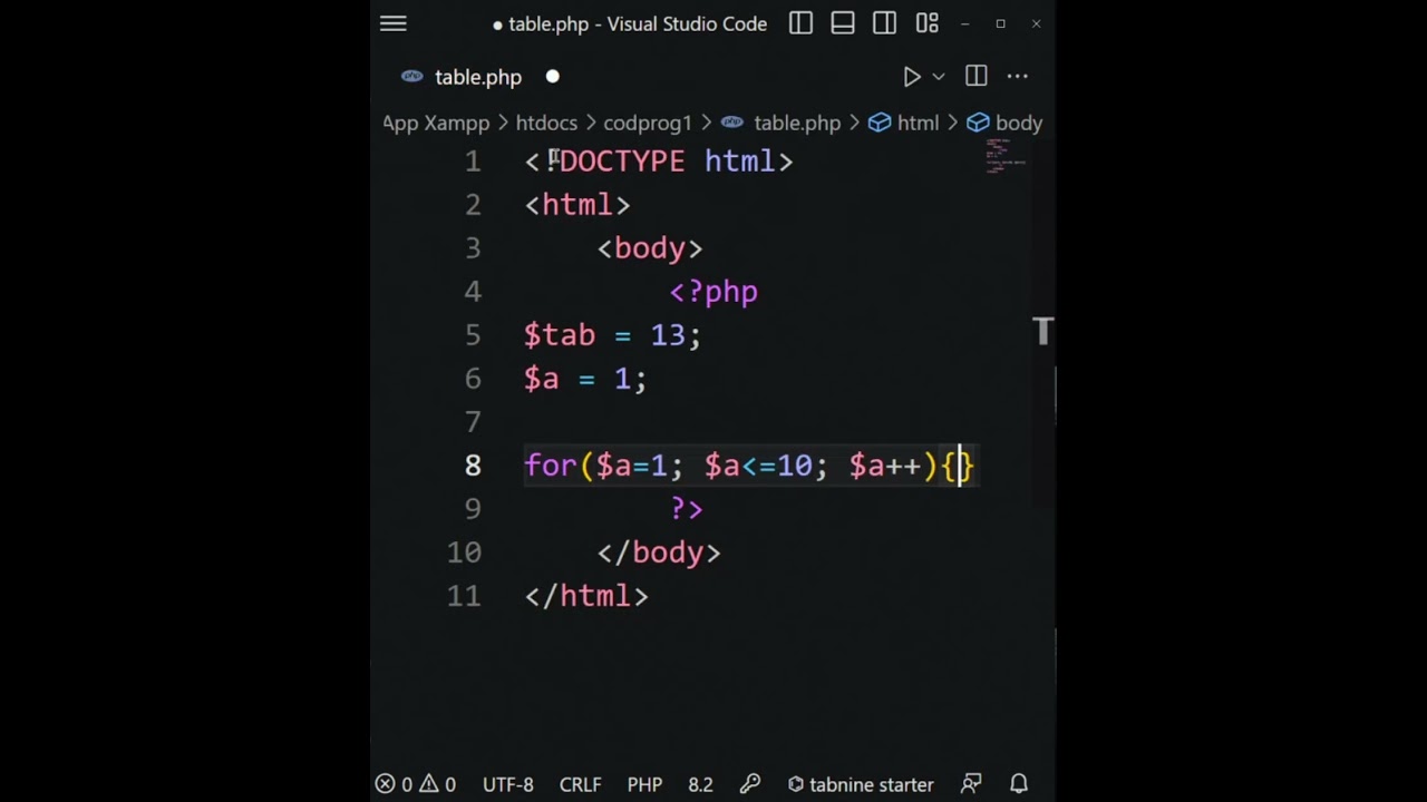 Create Table Using Loop | PHP