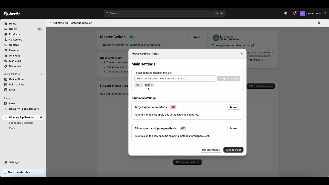 How to block postal codes and zip codes from checkout with Ultimate Postal Code Blocker for Shopify