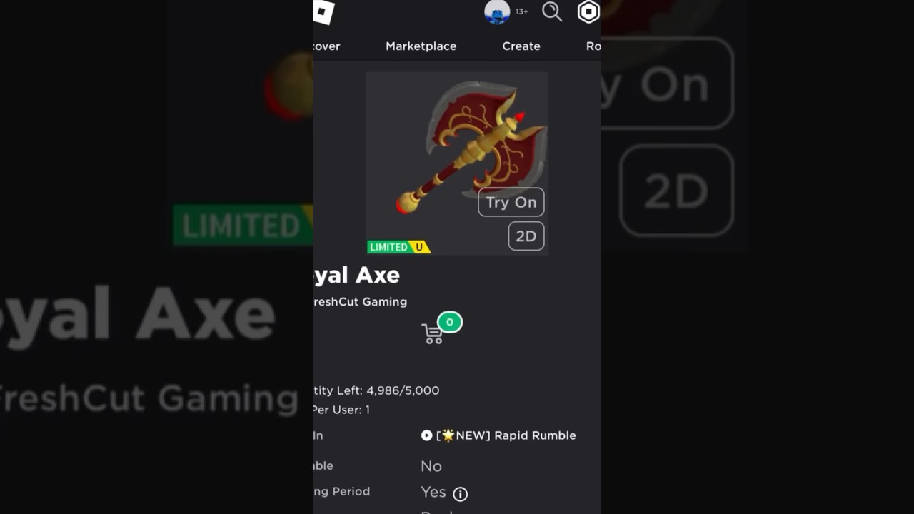 ( Limited UGC Item ) How To Get Royal Axe ROBLOX ( 2024 ) DeanOfficial YT