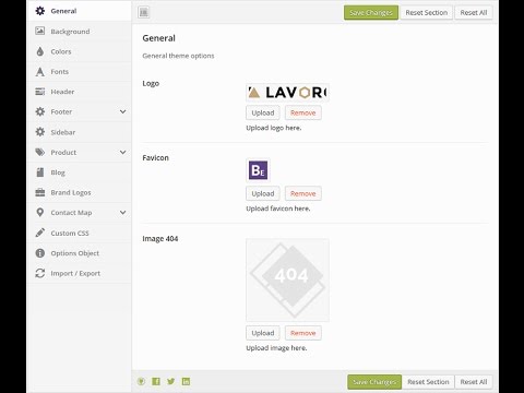 Theme Option logo favicon and 404 image upload