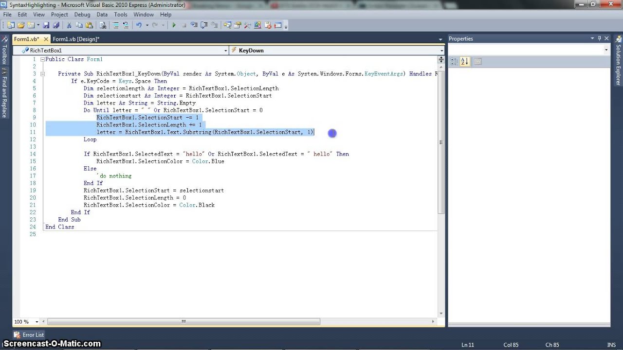 Syntax Highlighting Tutorial - decliciousVB