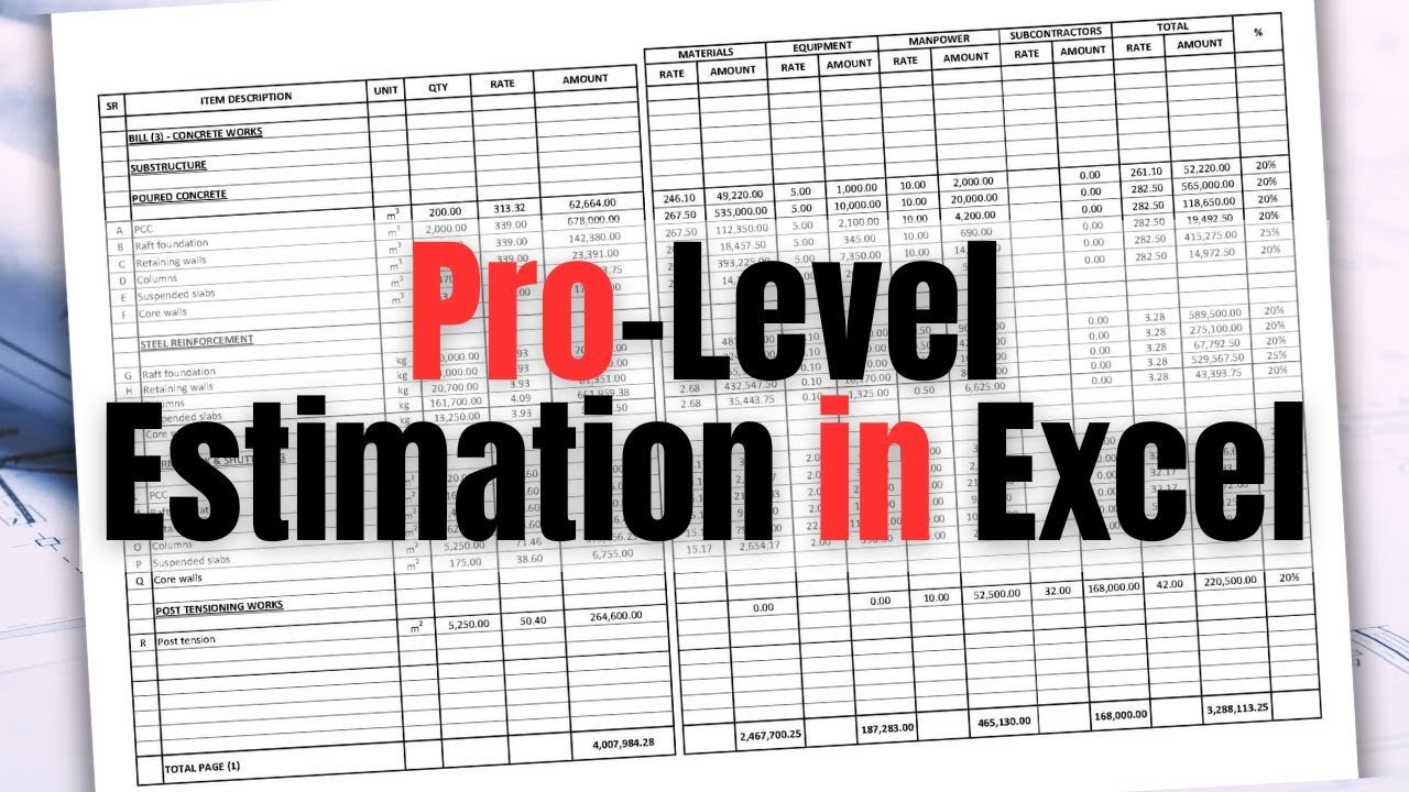 Construction Cost Estimation in Excel, Step-by-Step Guide