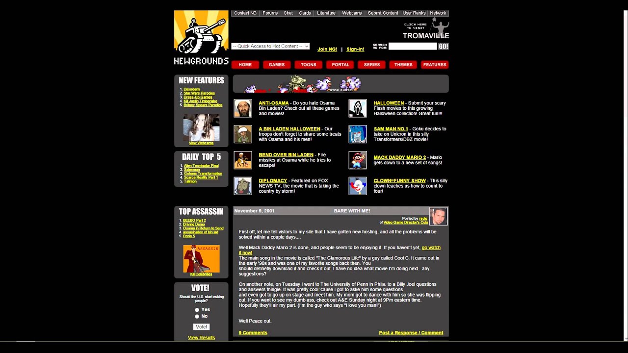 Newgrounds.com in year 2001