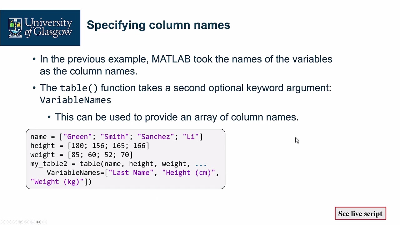 024 - MATLAB Data Types： Table Arrays and Cell Arrays
