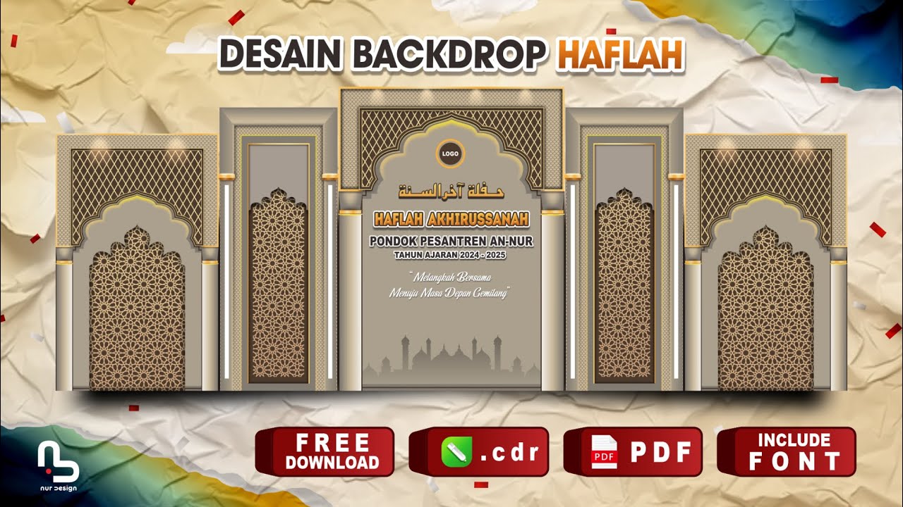 Desain Banner Backdrop Haflah Akhirussanah Di Coreldraw (FREE FILE CDR) - #nurdesigns