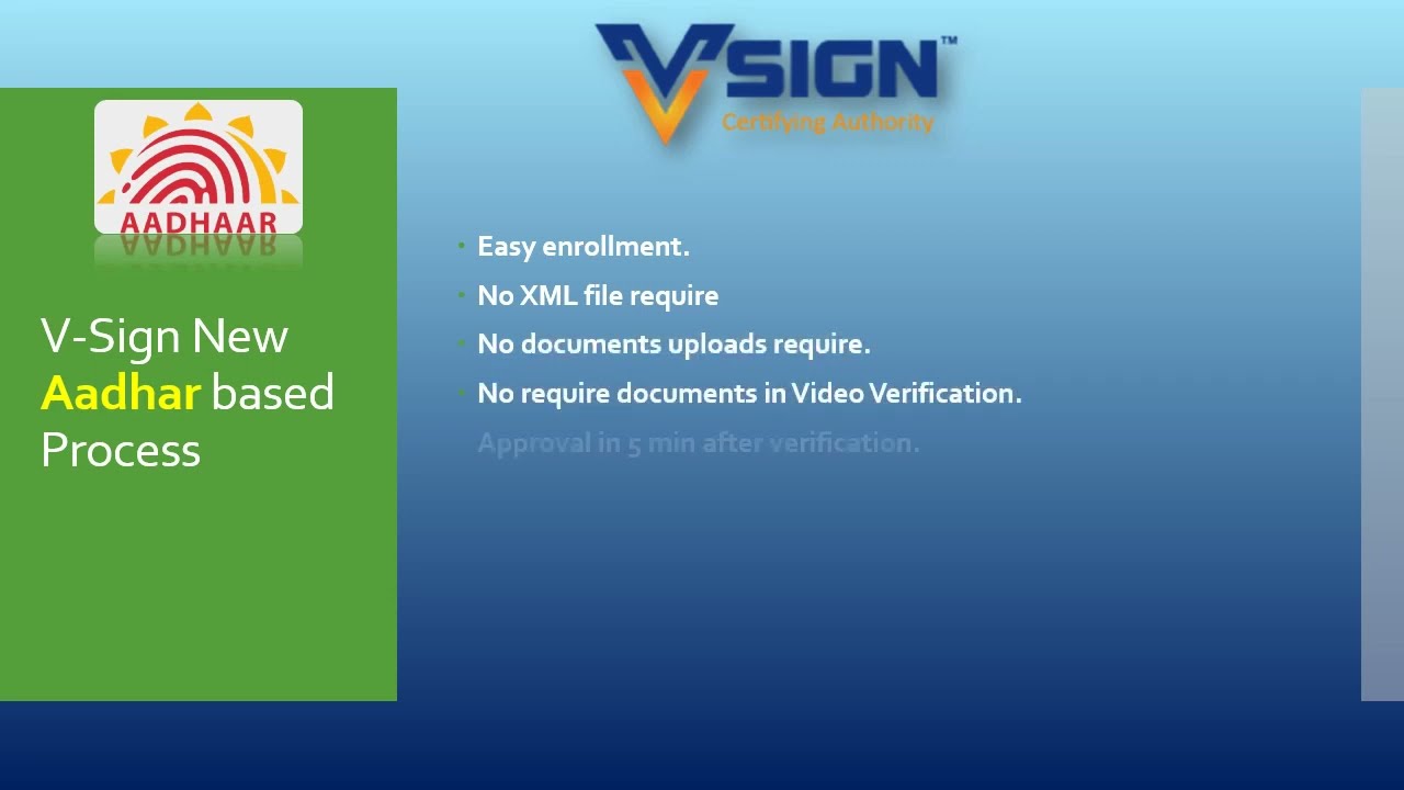 VSIGN AADHAR BASED DSC PROCESS
