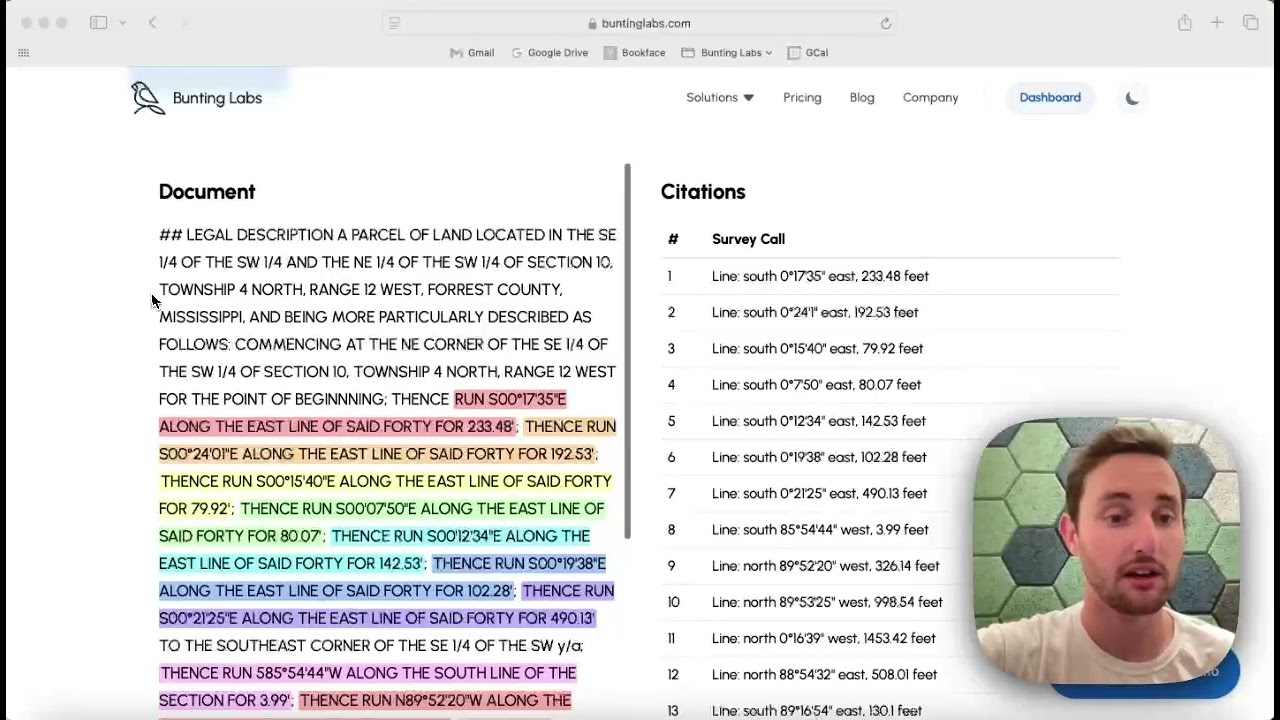 Deed plotting with AI, interpreting the survey calls