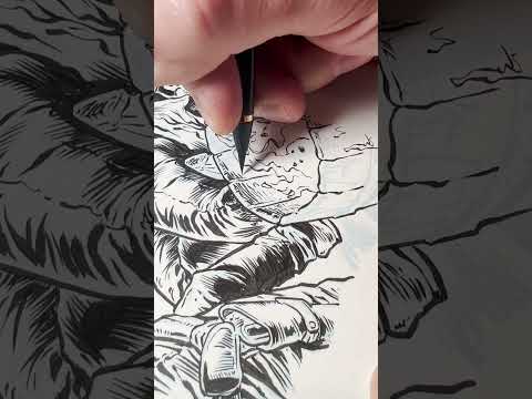 Inking sample for Dark Horse Comics. India ink on pencil over Daniel Maia’s pencils. #comics #ink
