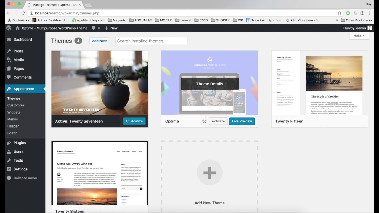 How to install Optima Theme