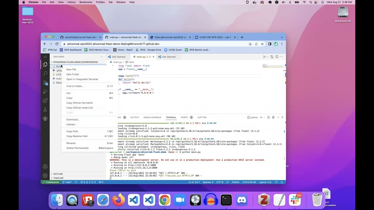 Working with Flask Web Apps in GitHub Codespaces